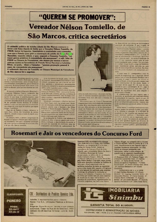 Pioneiro - excerto 25/06/1980 - Destaque Grupo Escolar Maranhão, Caxias ...